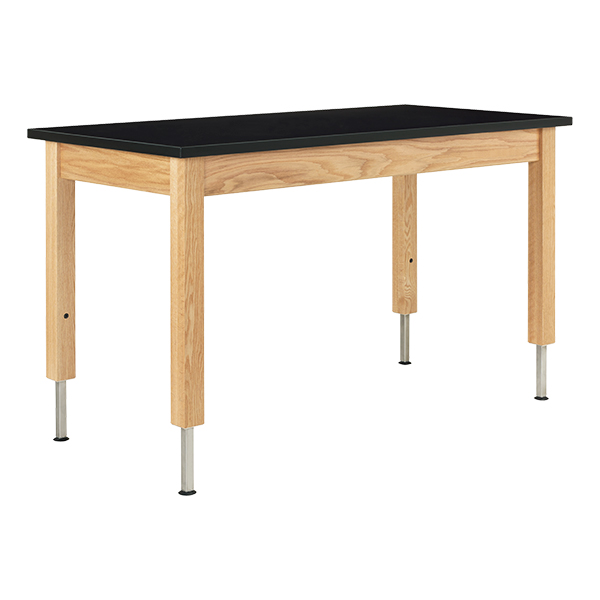 Adjustable-Height Science Lab Table w/ ChemGuard Top - Wood Legs ...