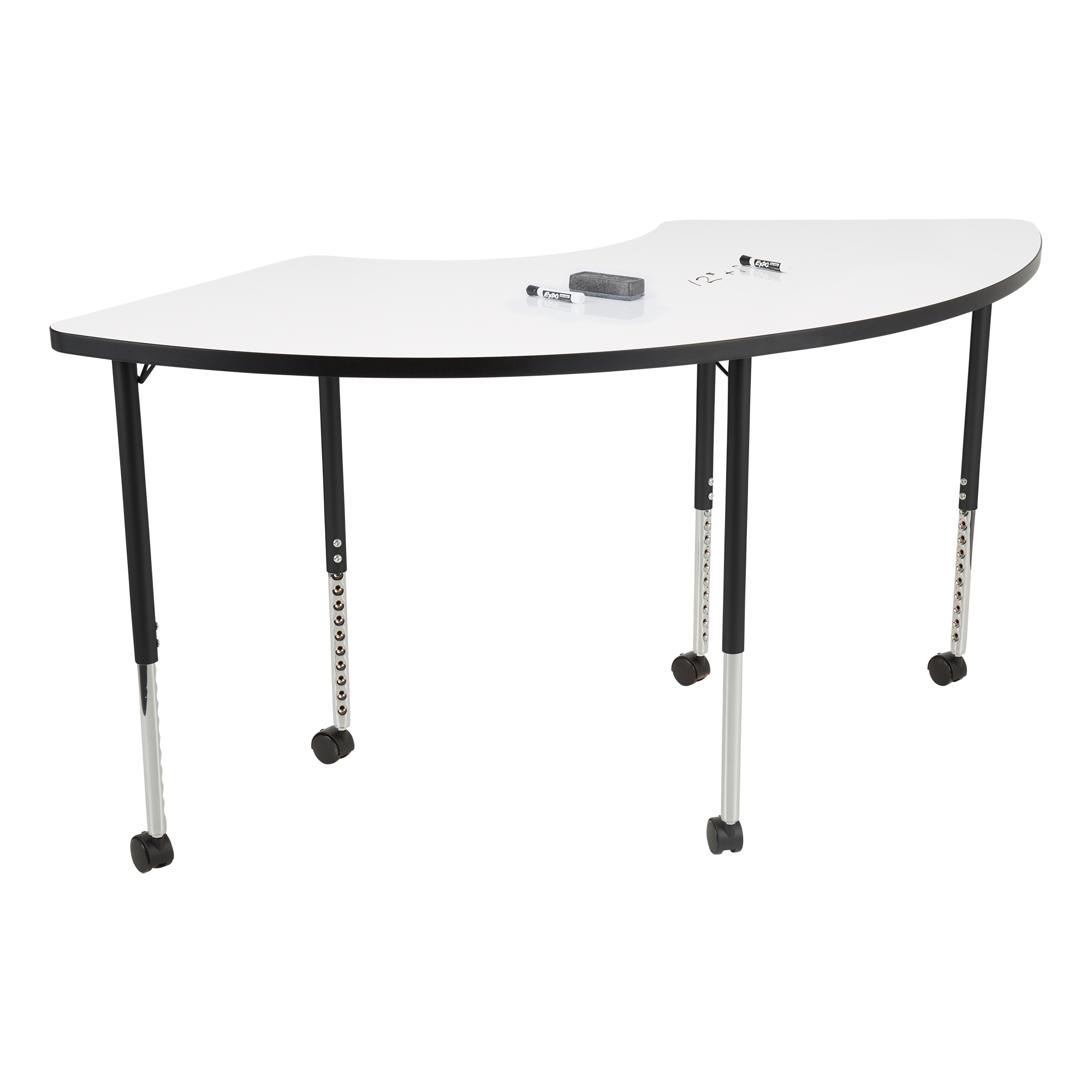 Structure Series 1/3 Round Mobile Collaborative Whiteboard Table | School Outfitters