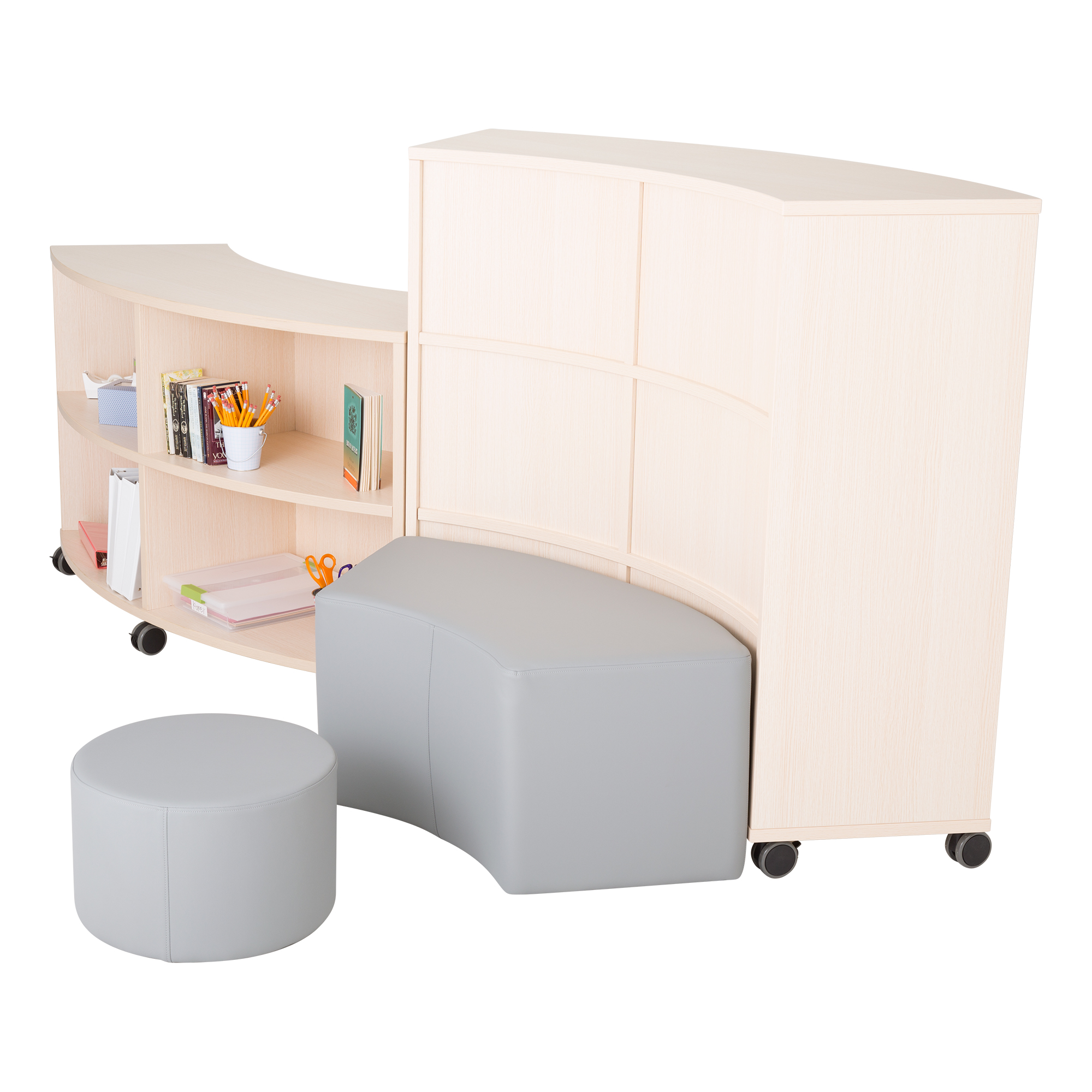 Shapes Series Curved Mobile Shelving (6 Openings) | School Outfitters