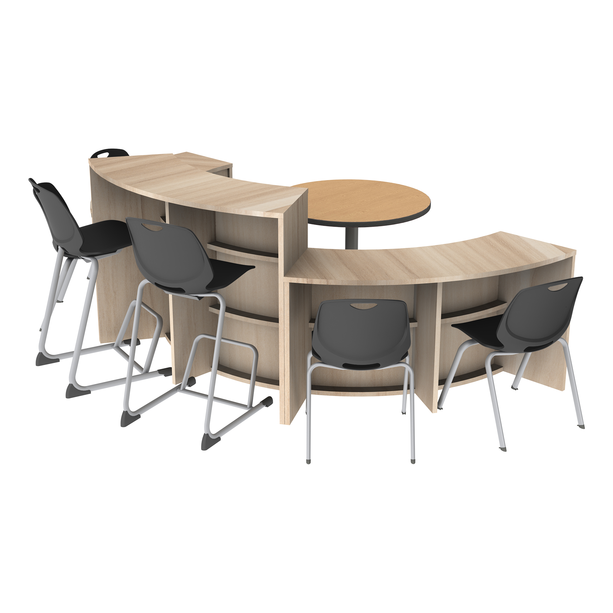 Shapes Series Curved Media Tables w/ Café Table & Seating | School ...