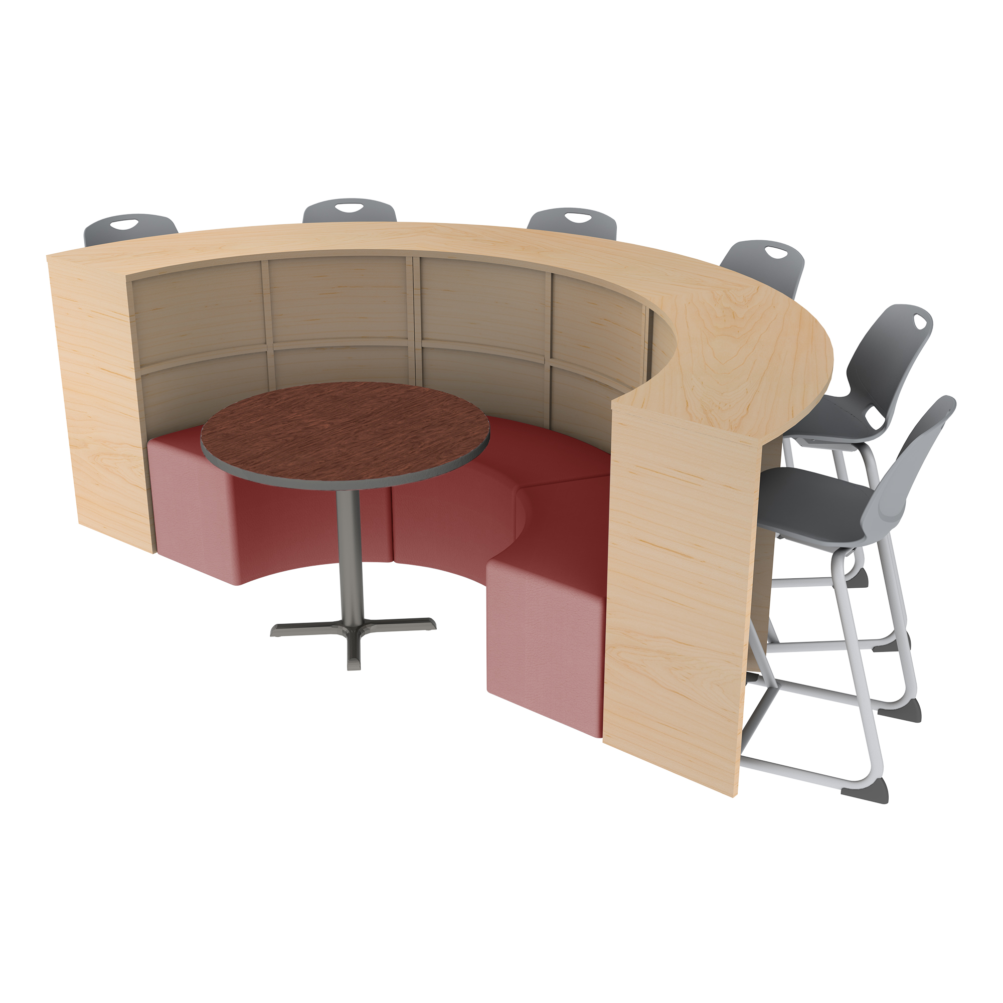 Shapes Series Curved Media Table Half Circle w/ Café Table & Seating ...