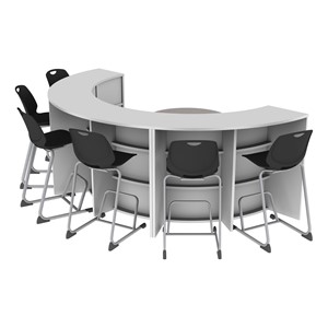 Shapes Series Curved Media Table Half Circle w/ Café Table & Seating ...