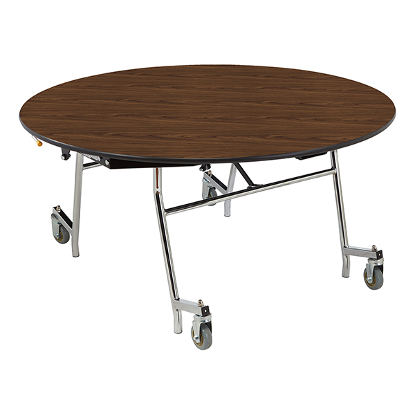 Easy-Fold Mobile Round Nesting Cafeteria Table w/ MDF Core, Chrome ...