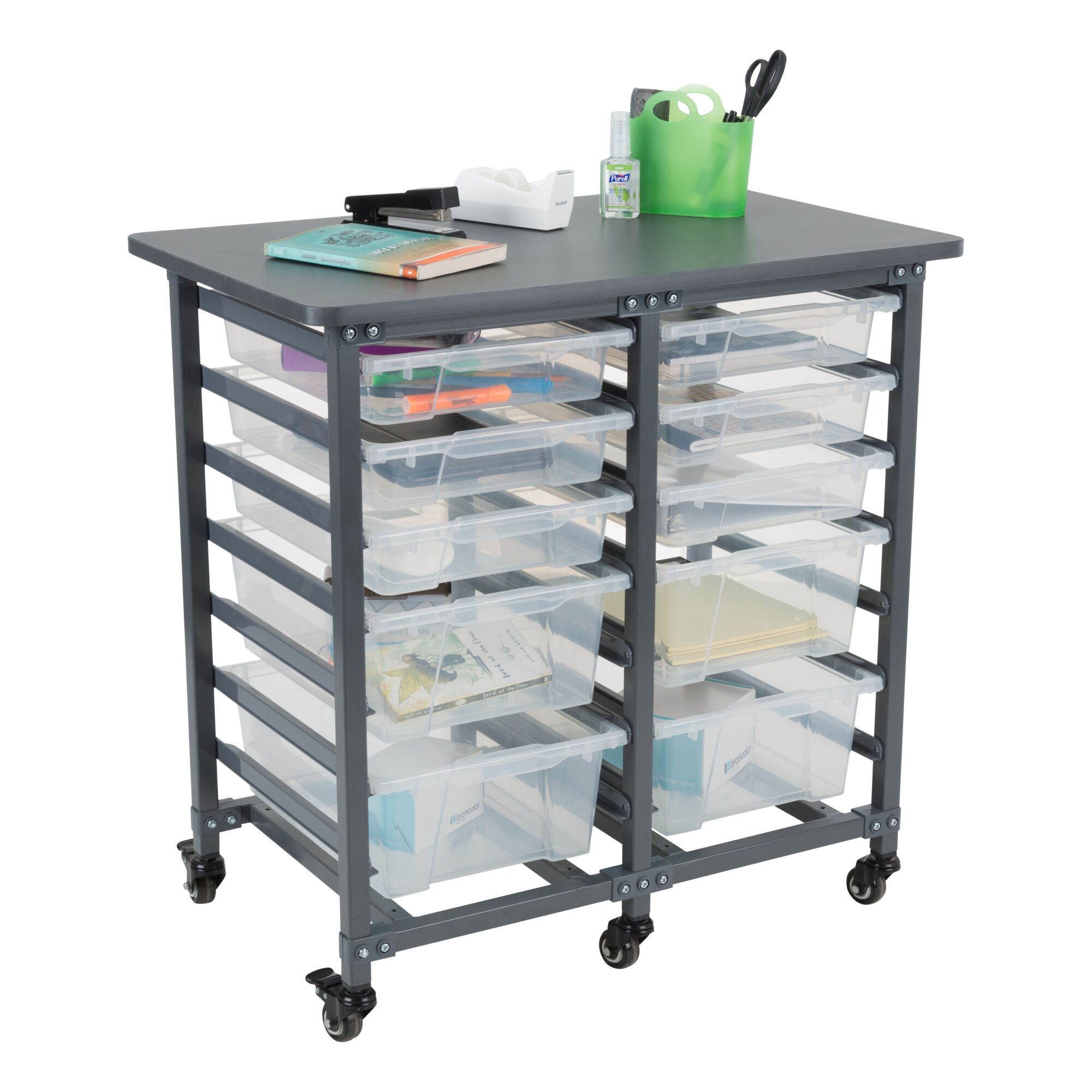 Structure Series Double-Wide Mobile Classroom Storage Cart | School ...