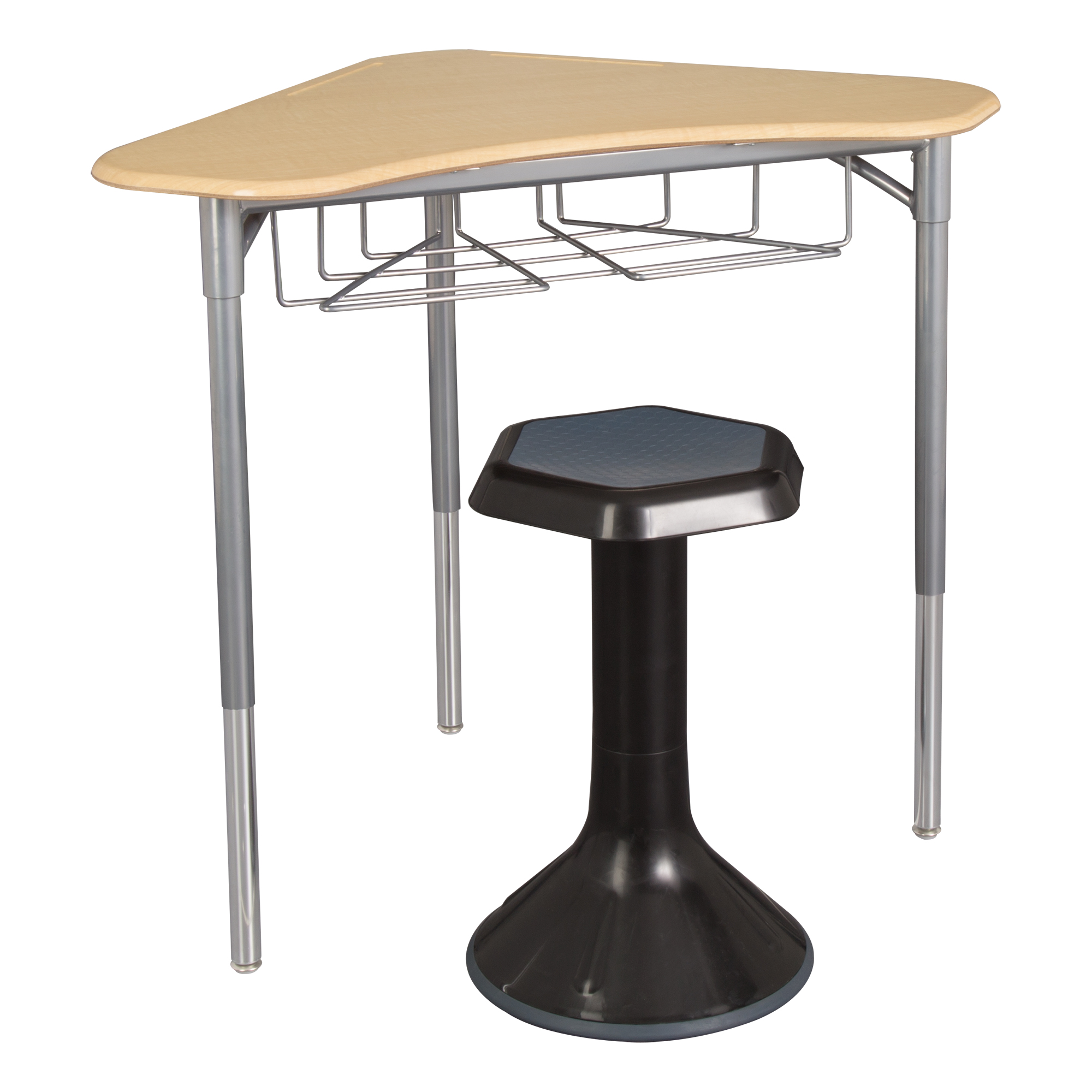 Boomerang Collaborative Desk w/ Wire Box - Sugar Maple | School Outfitters