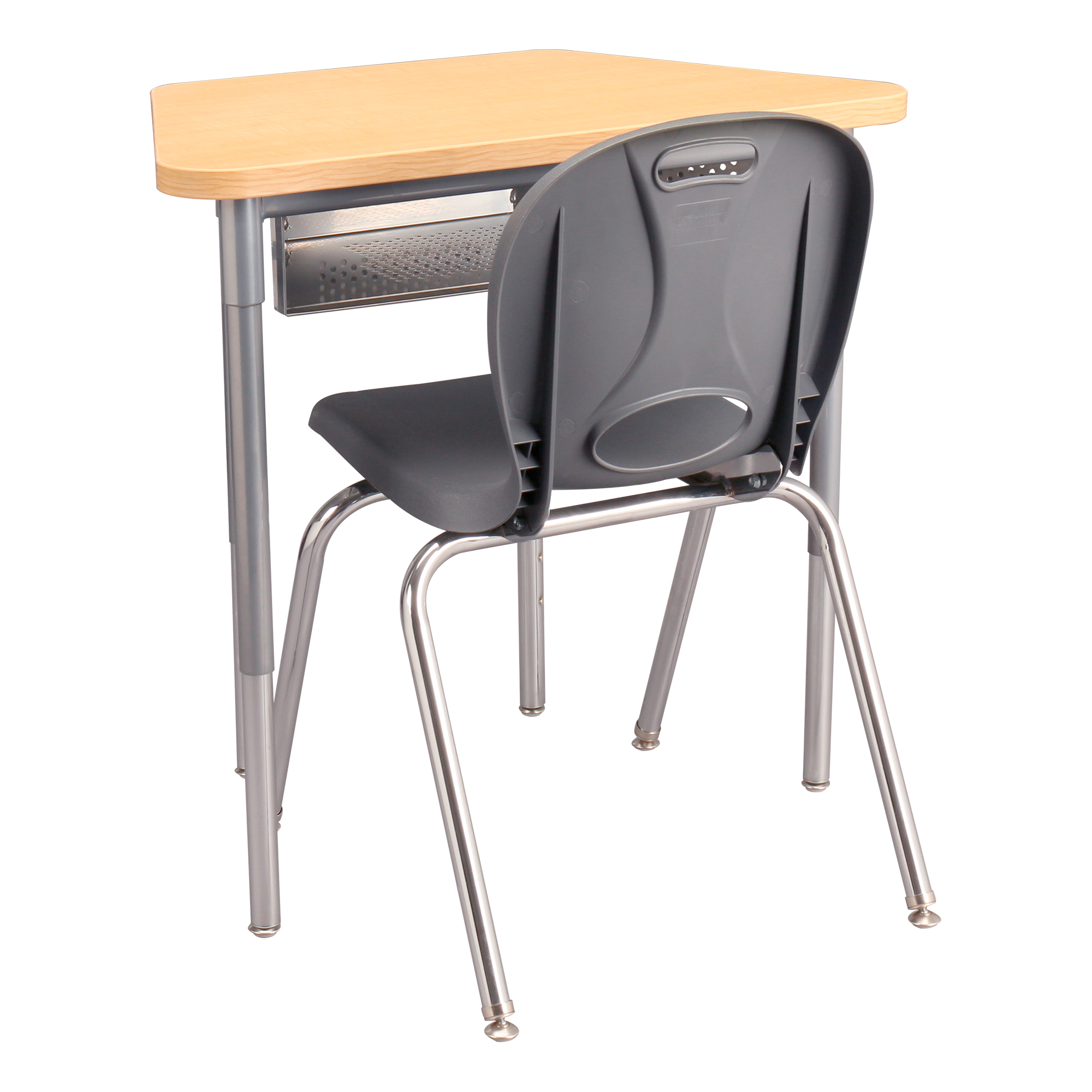 Trapezoid Collaborative School Desk w/ Perforated Metal Book Box ...