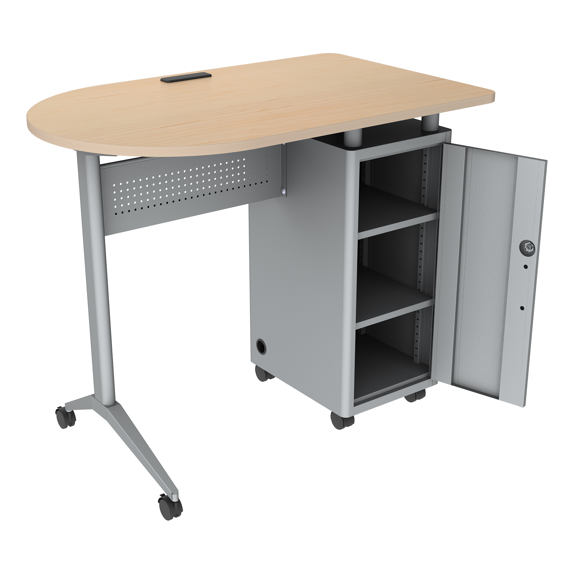 Standing-Height Compact Mobile Teacher Desk w/ Electric | School Outfitters