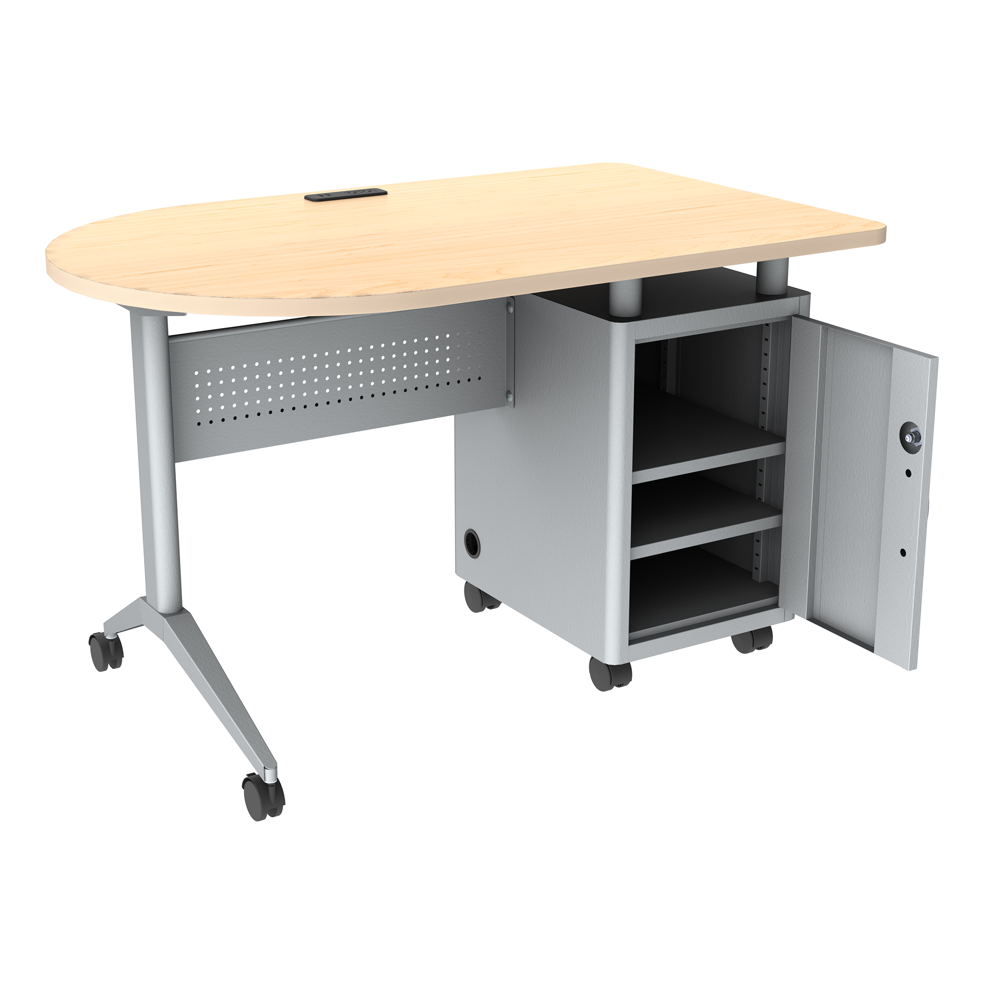 Compact Mobile Teacher Desk w/ Electric | School Outfitters