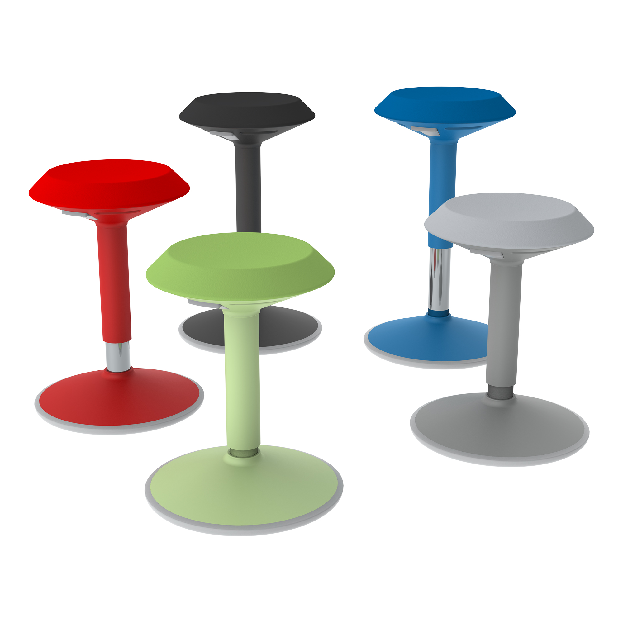 Adjustable-Height Active Stool w/ Upholstered Circular Seat | School ...