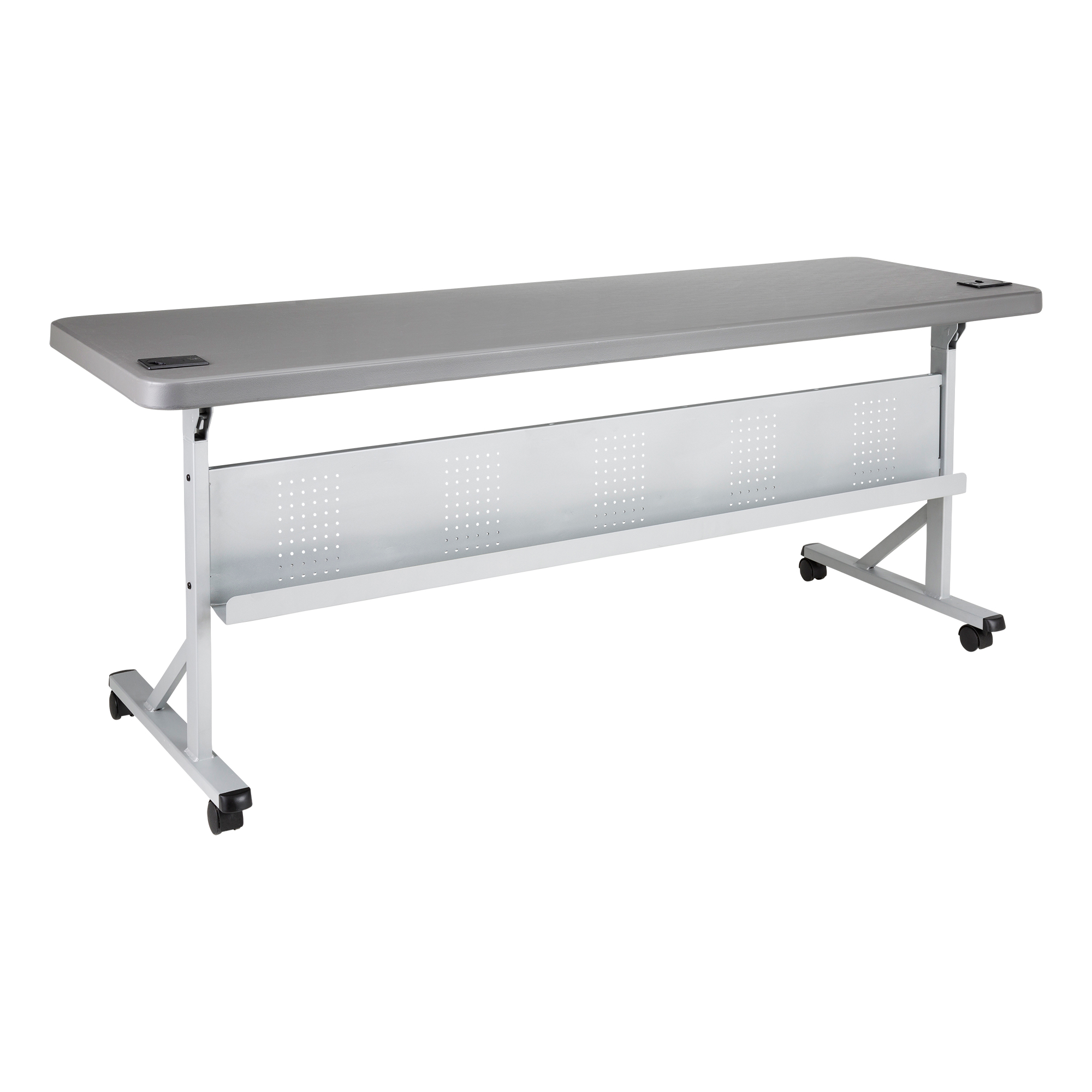 Flip & Store Blow-Molded Nesting Table (72" W x 24" D) - Charcoal Gray ...