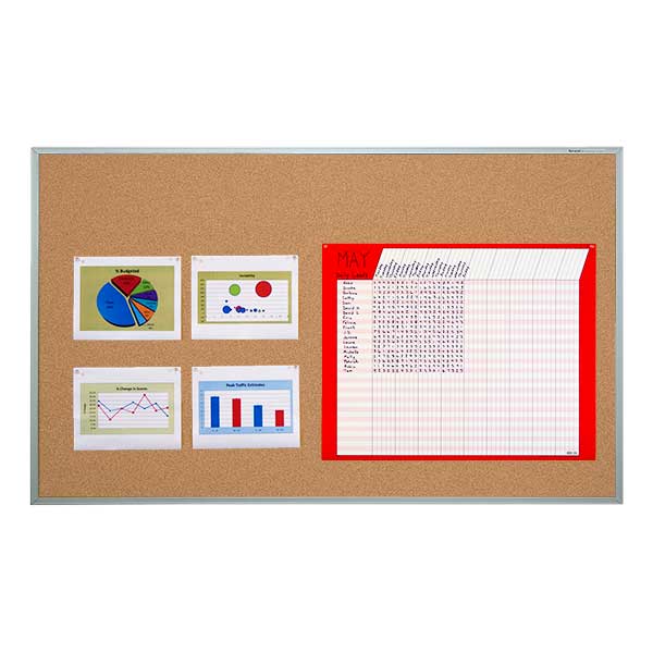 Economy Natural Cork Bulletin Board w/ Aluminum Frame (6' W x 4' H ...
