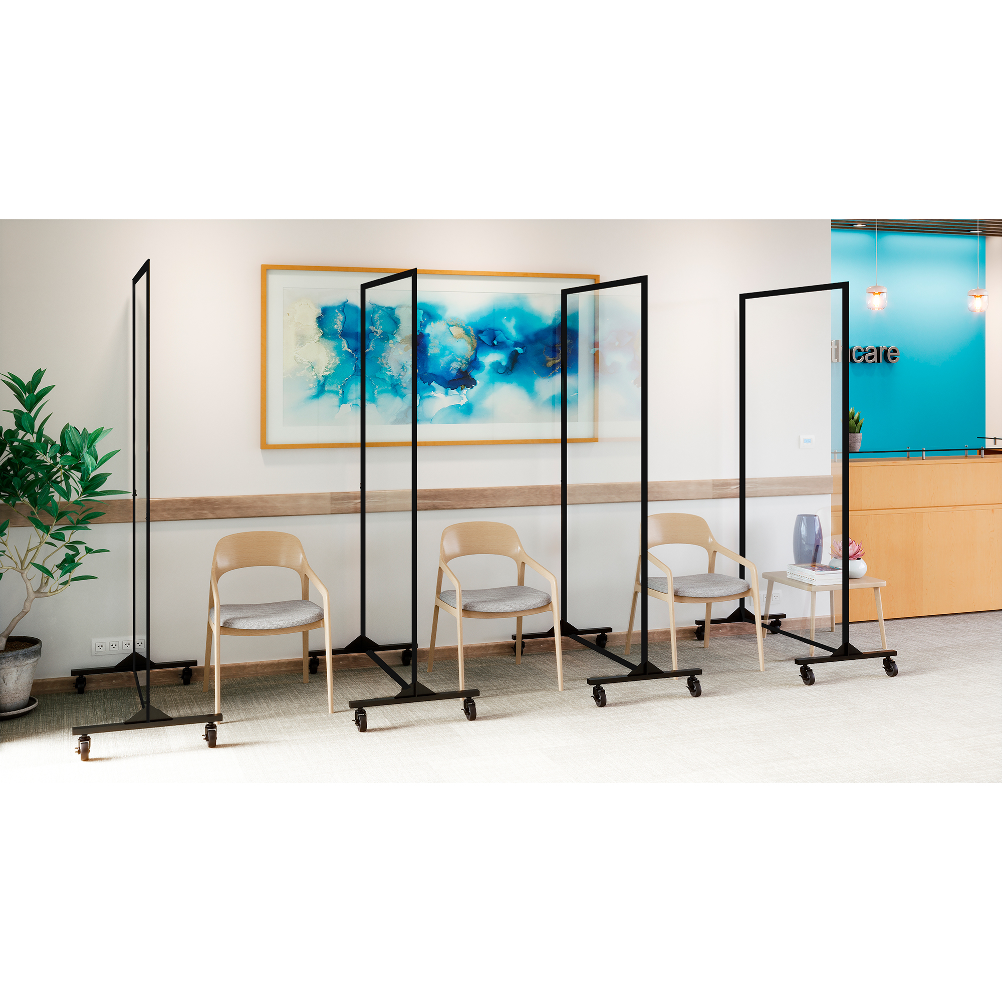 6' 2" H Healthy Safeguard Clear Room Divider - One Panel (3' 4" L ...