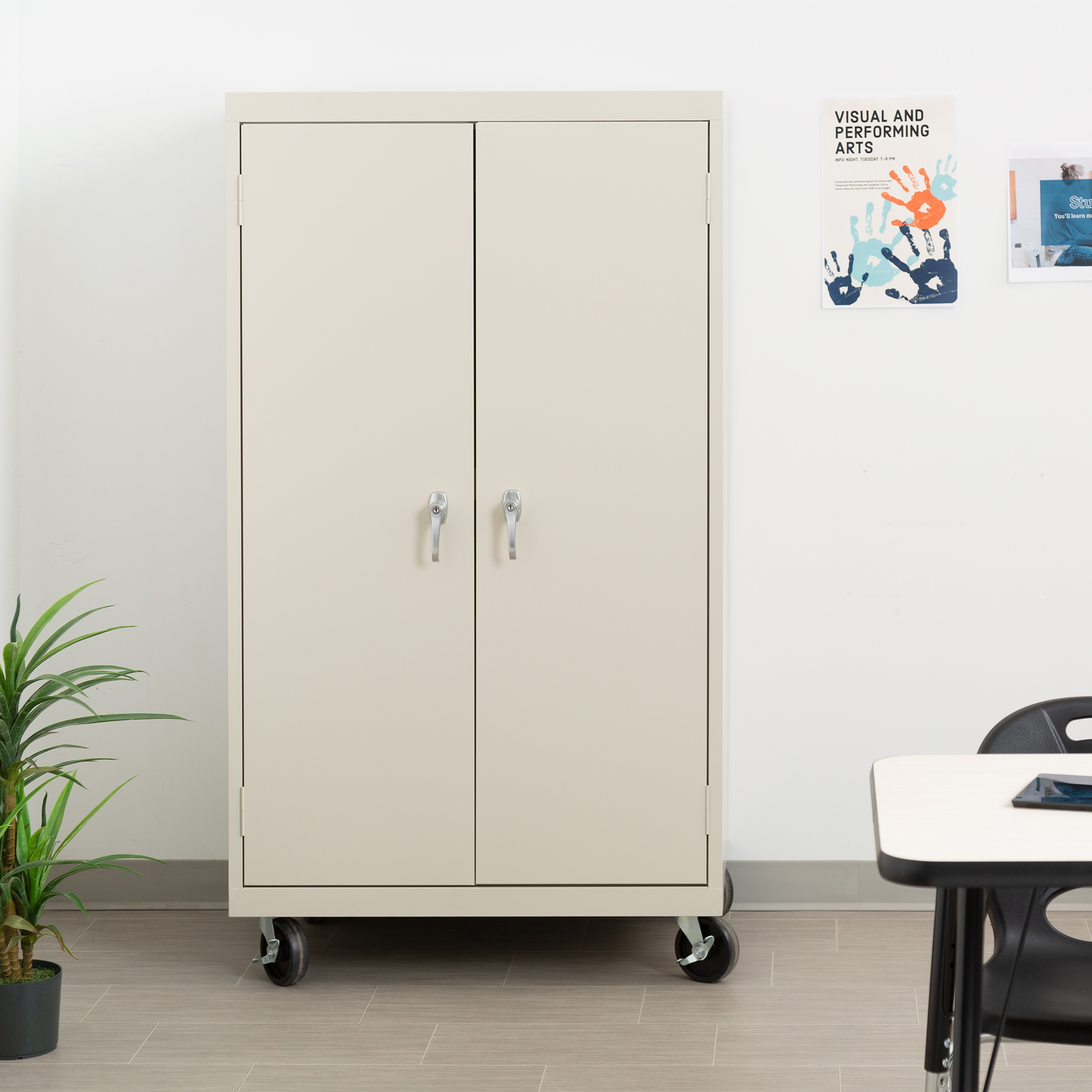 Heavy-Duty Double-Door Mobile Storage Cabinet | School Outfitters