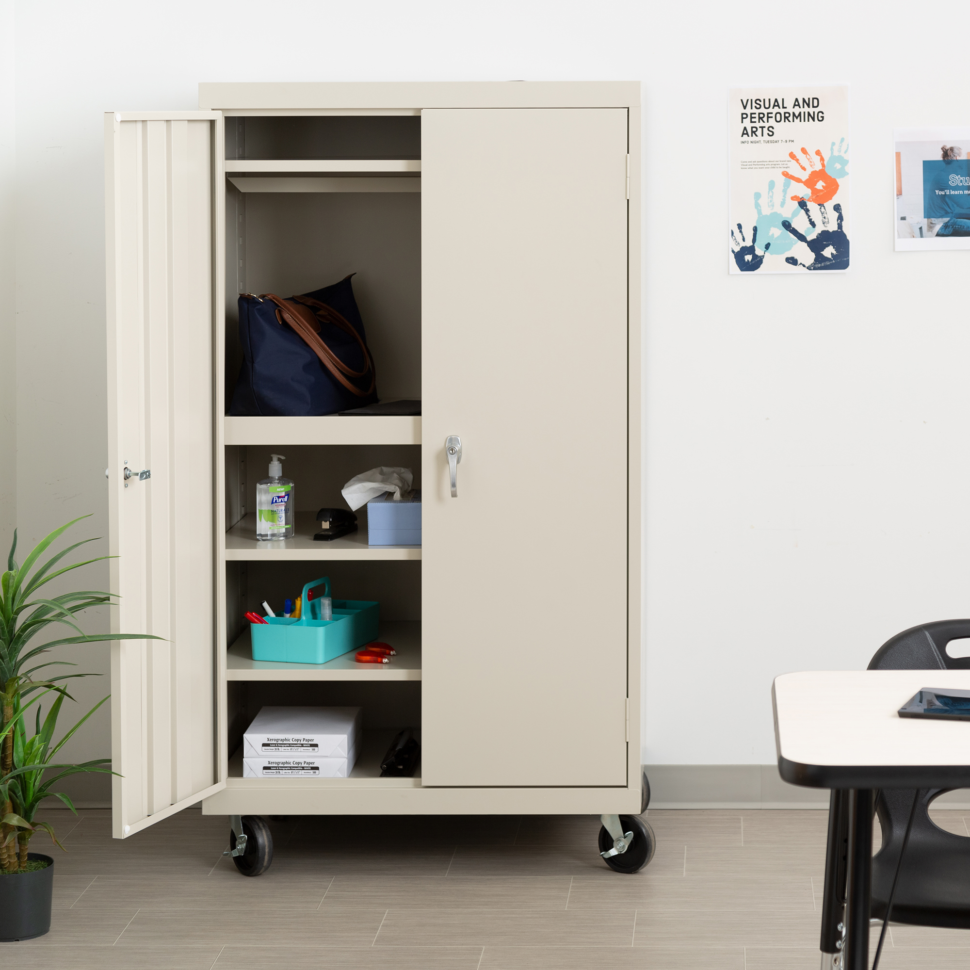 Heavy-Duty Double-Door Mobile Storage Cabinet | School Outfitters