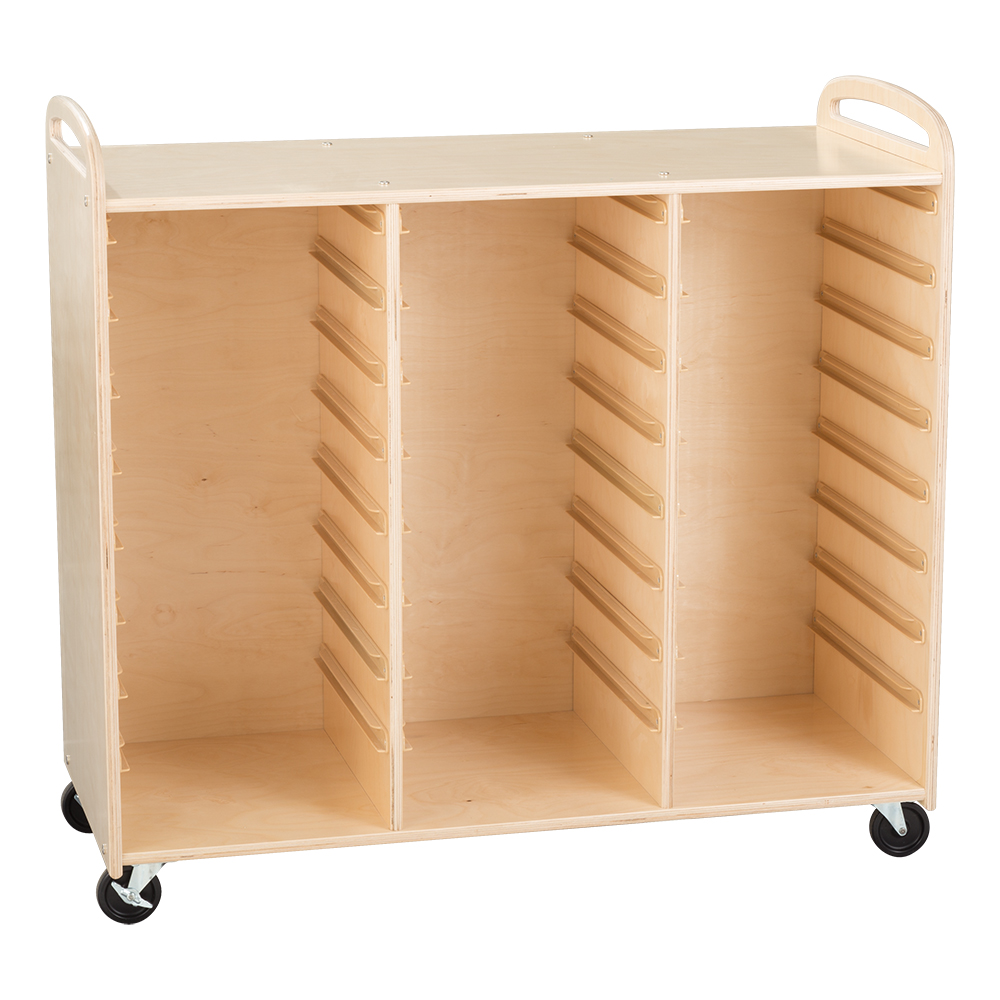 Three-Section Wooden Mobile Storage Unit | School Outfitters