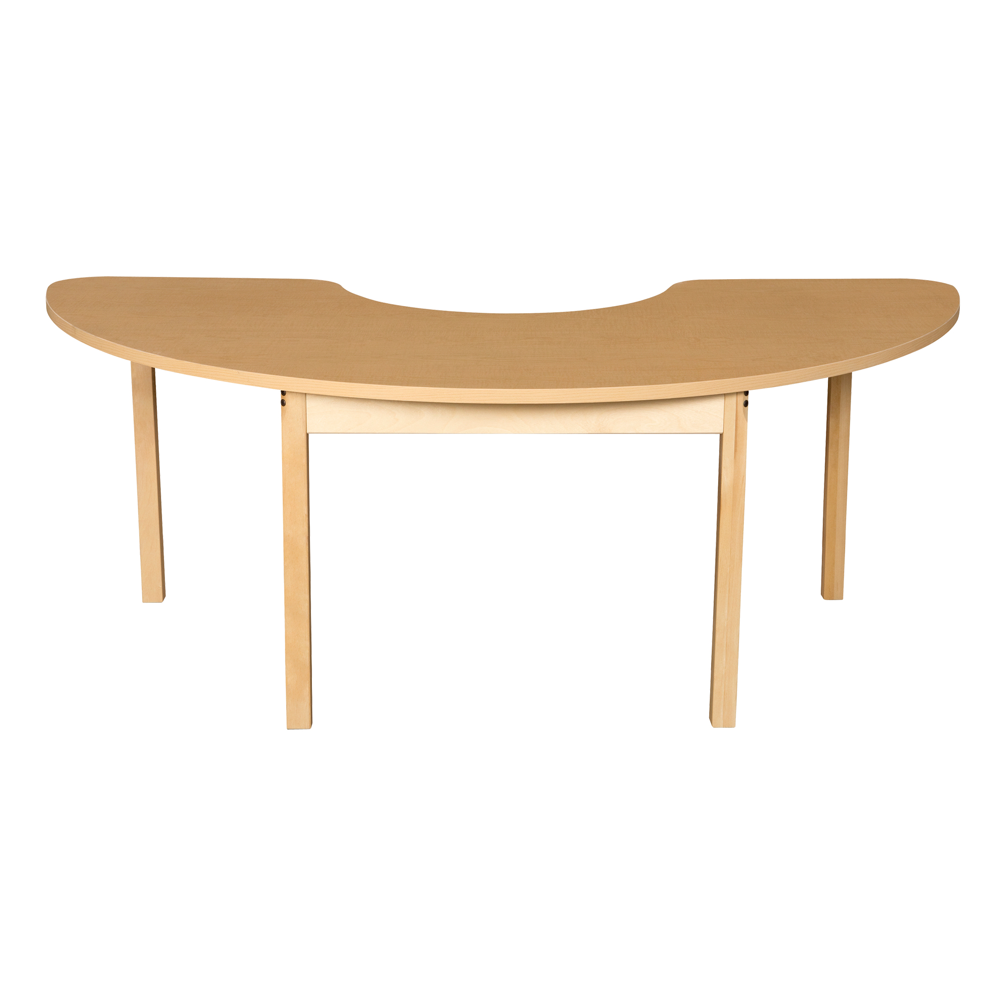 Half Circle High-Pressure Laminate Table w/ Hardwood Legs (22" W x 64 ...