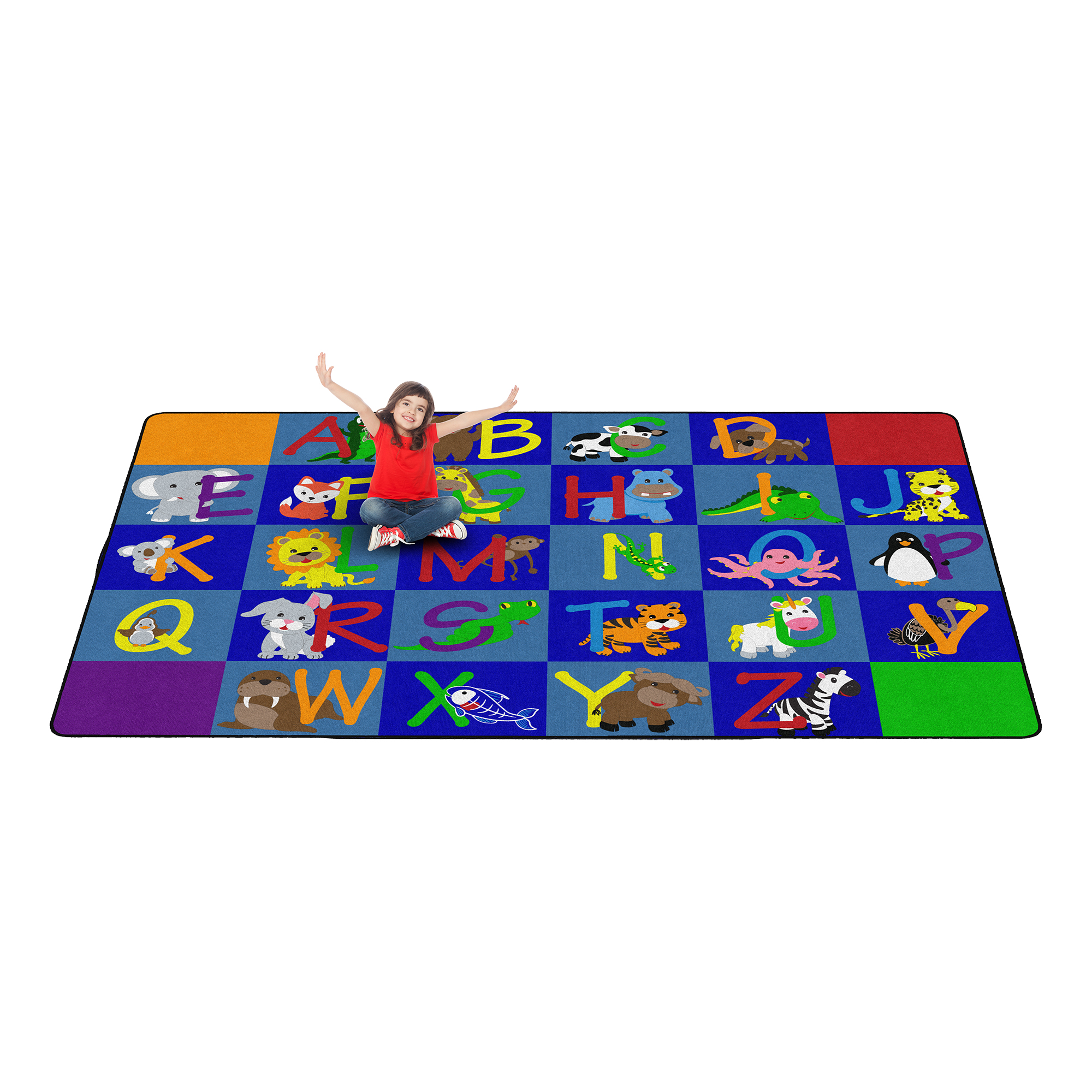 Alphabet Animals Rug - Rectangle (7' 6" W x 12' L) | School Outfitters