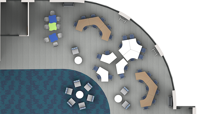 Group Collaboration Area with Boomerang Tables | School Outfitters