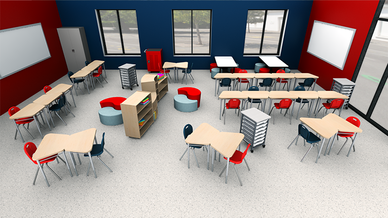 Elementary Flexible Arrangement Classroom with Trapezoid Tables ...