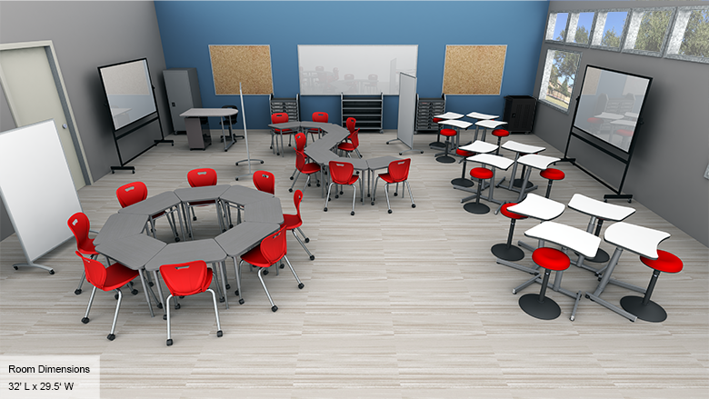 Collaborative Classroom with Trapezoid Desks | School Outfitters