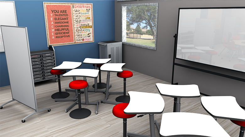 Collaborative Classroom with Trapezoid Desks | School Outfitters