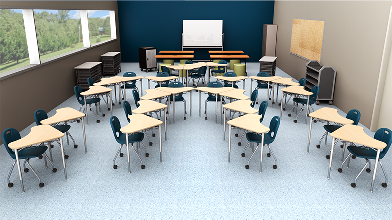 Modular Classroom with Boomerang Desks | School Outfitters