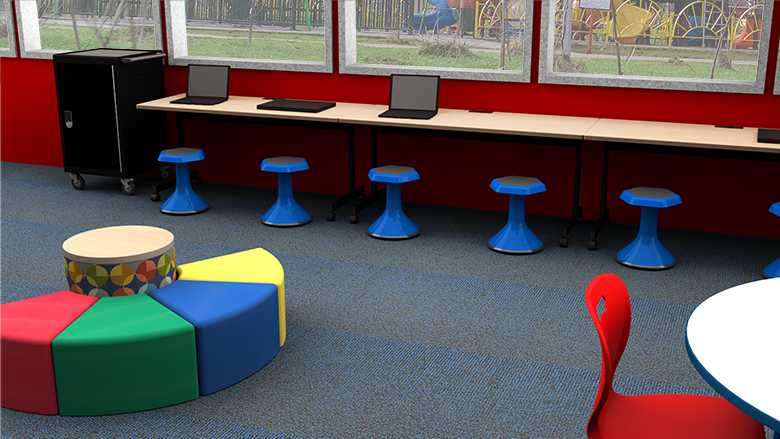 Elementary Group Collaboration Area with Crescent Tables | School ...