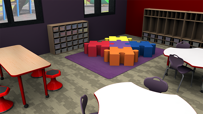 Preschool Collaborative Classroom with Cog Whiteboard Table | School ...