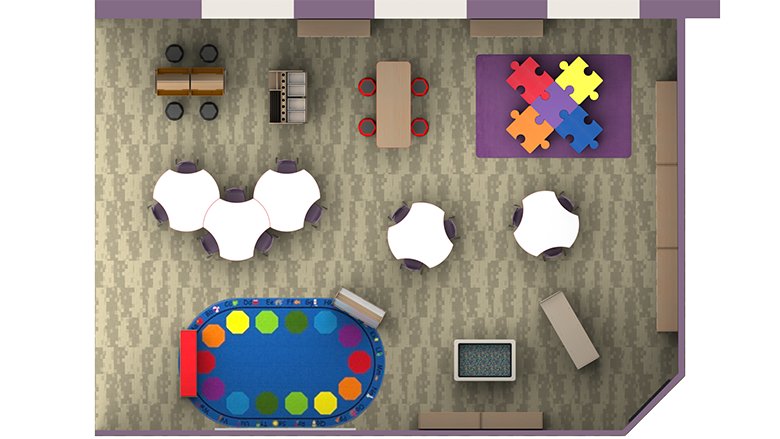 Preschool Collaborative Classroom with Cog Whiteboard Table | School ...