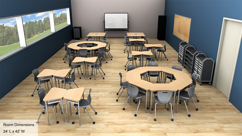 Middle/High School Flexible Arrangement Classroom with Trapezoid Desks ...