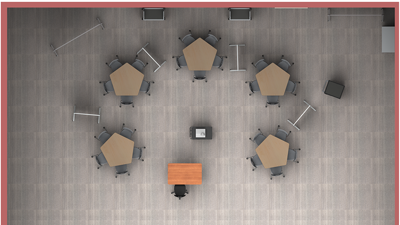 Middle/High School Interactive Lecture Classroom with Pentagon Tables ...