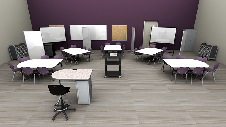 Interactive Lecture Classroom with Workaround Tables | School Outfitters