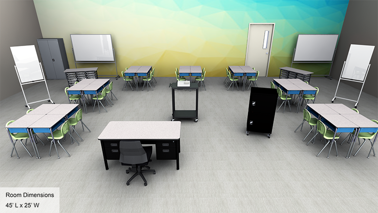 Interactive Lecture Classroom with Open Front Desks | School Outfitters
