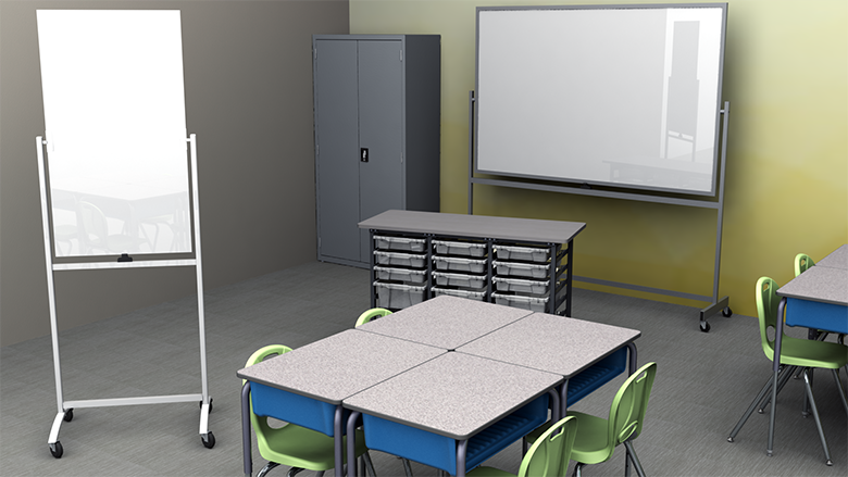 Interactive Lecture Classroom with Open Front Desks | School Outfitters