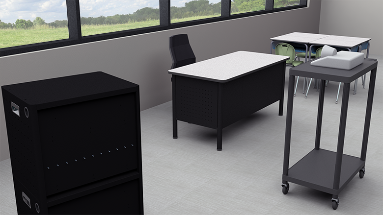 Interactive Lecture Classroom with Open Front Desks | School Outfitters