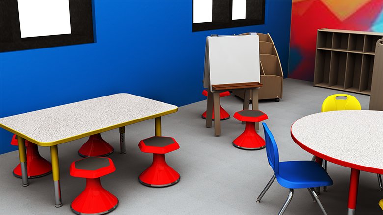Preschool Collaborative Classroom with Round Table | School Outfitters
